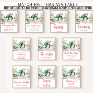 Sea Turtle Baby Shower Books and Gifts Sign, Pink Under the Sea Baby ...