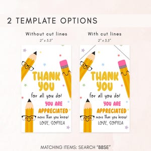 Editable Teacher Gift Tag, Pencil Teacher Appreciation Gift Tags ...