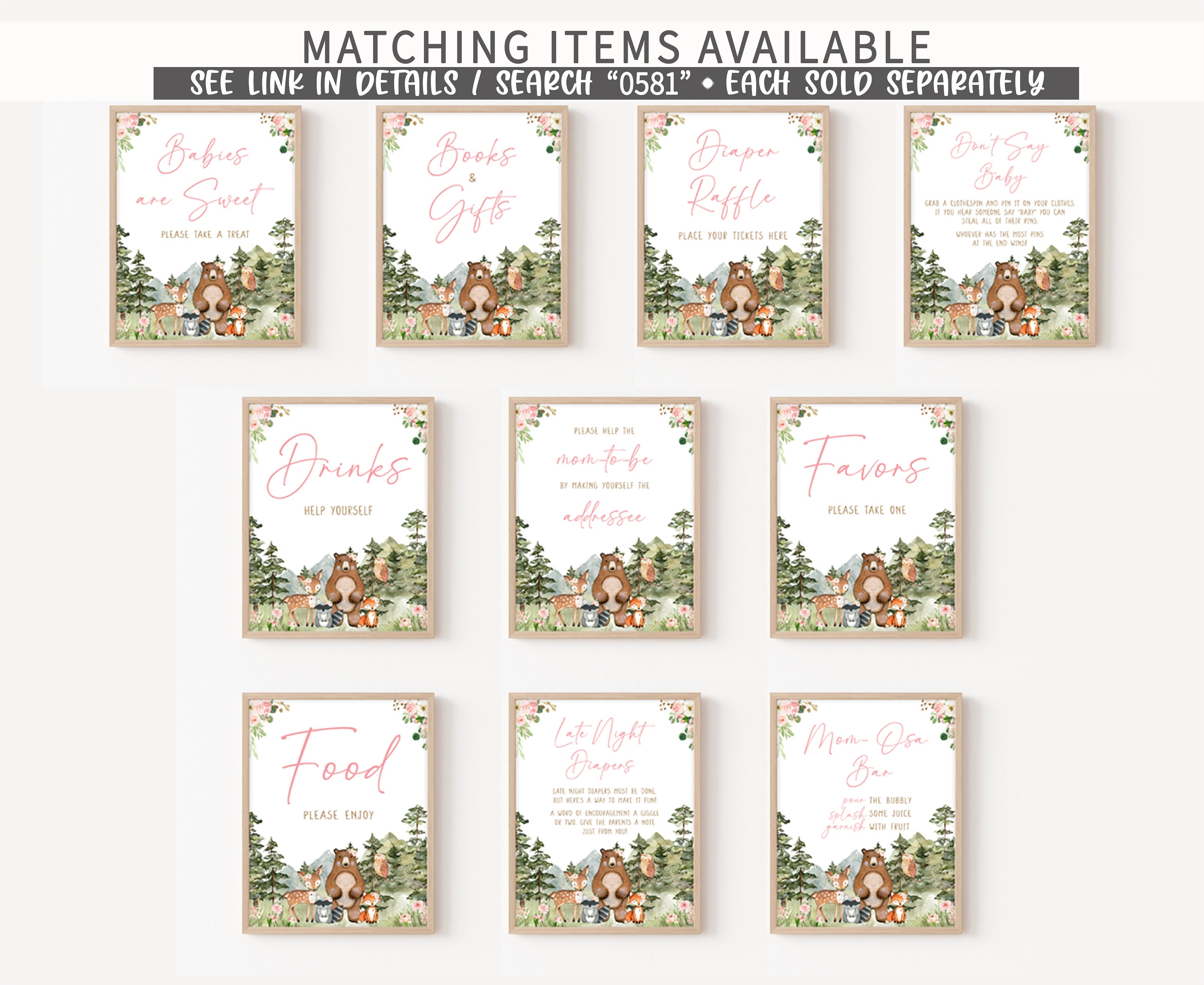 Mom Osa Bar Sign Woodland Baby Shower, Girl Floral Woodland Baby Shower ...