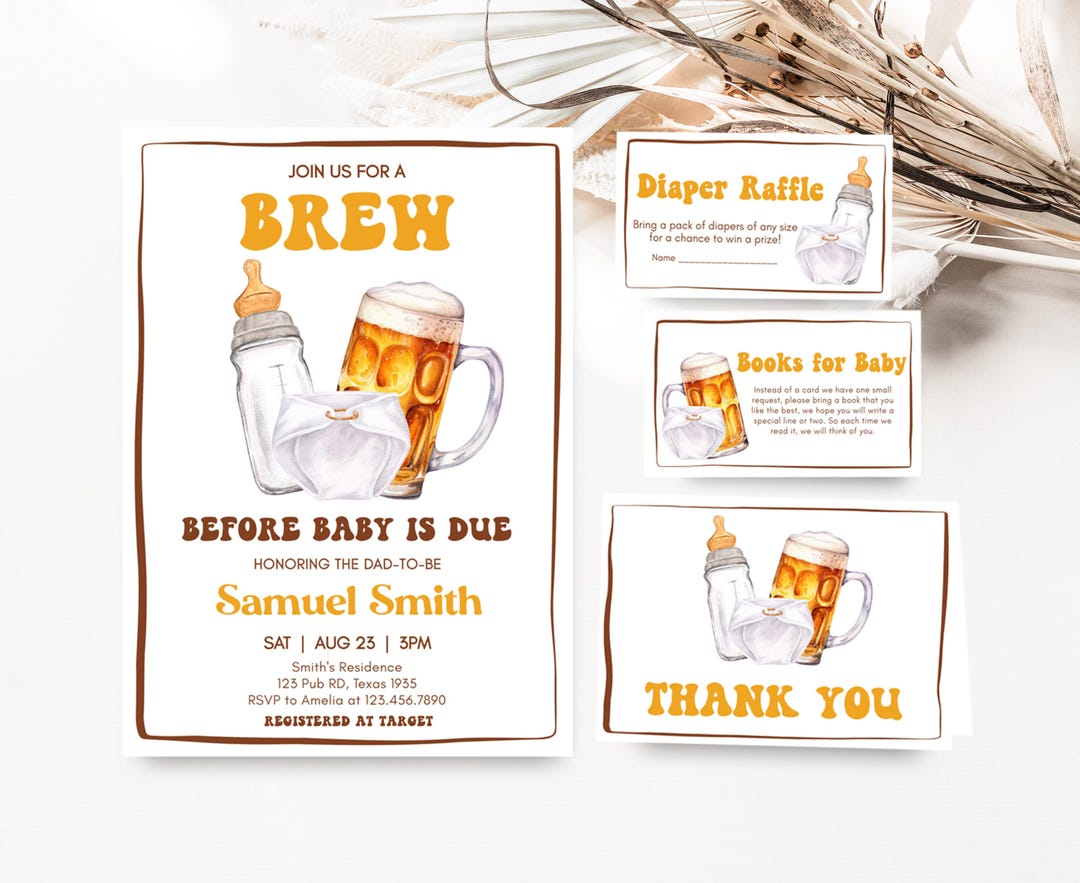 Editable Beer Diaper Party Baby Shower Invitation Bundle, Beers and ...
