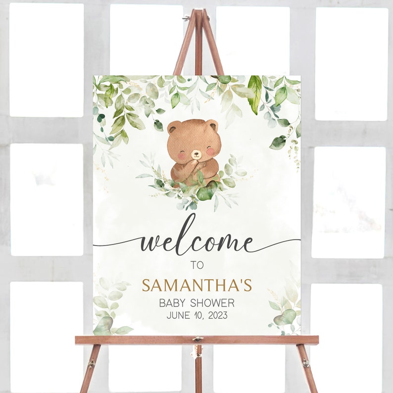 Editable Bear Baby Shower Welcome Sign Teddy Bear Baby Shower - Etsy
