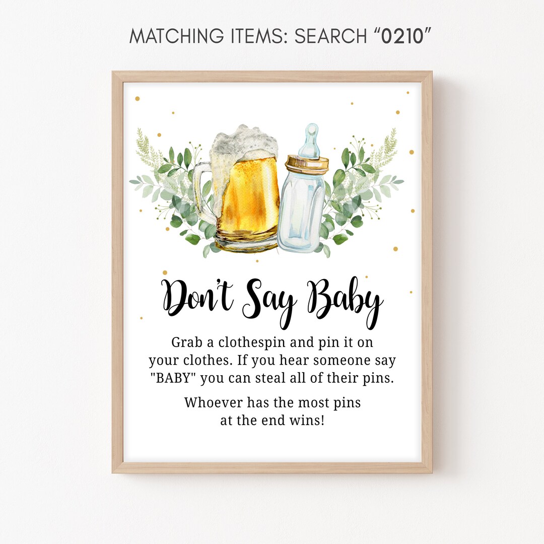 Don't Say Baby Sign A Baby is Brewing Baby Shower Bottle and Beer Baby ...