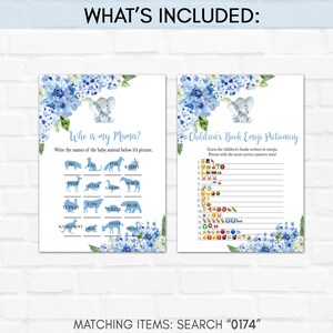Elephant Baby Shower Game Bundle, Blue Elephant Boy Baby Shower Games ...