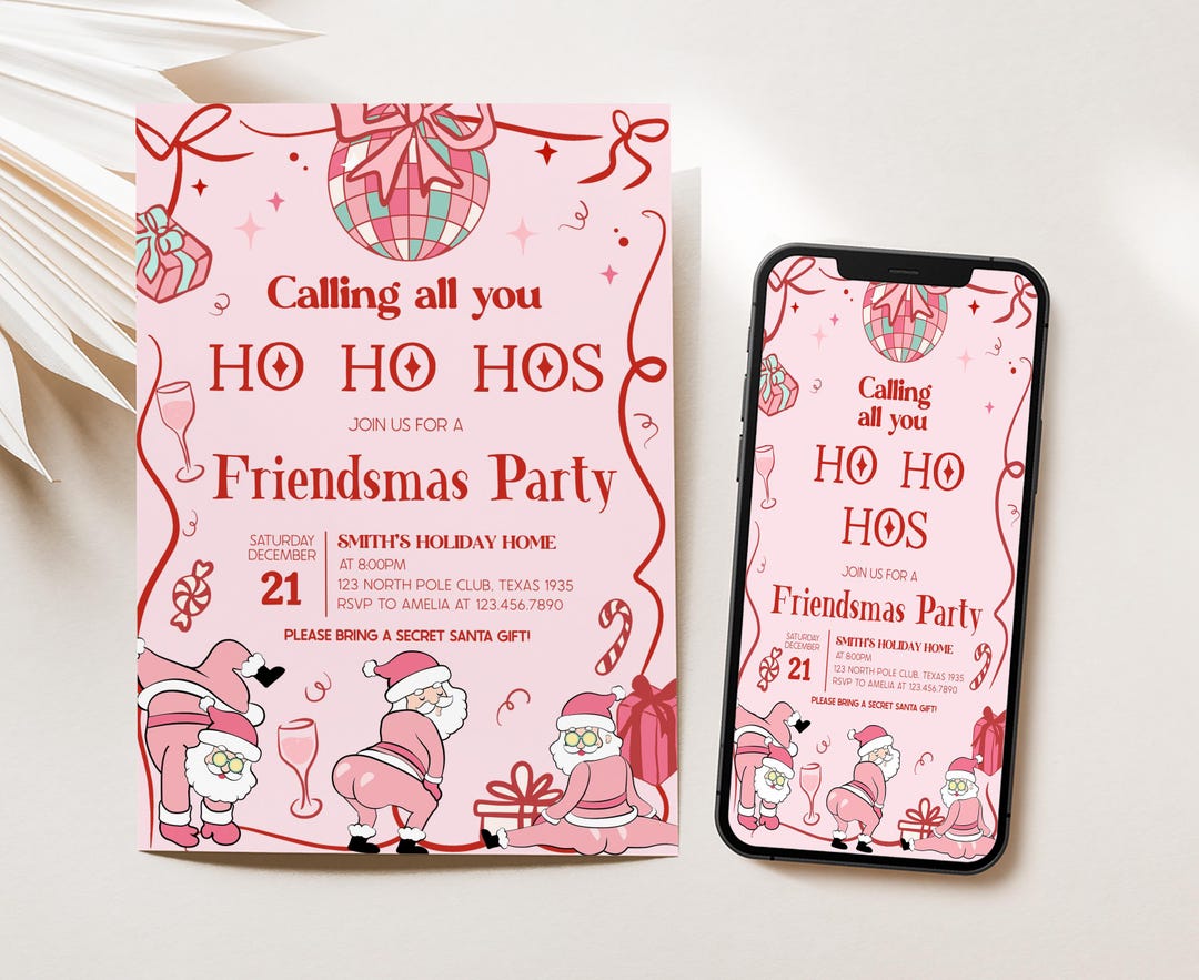 Editable Friendsmas Funny Christmas Invitation, Christmas Party ...