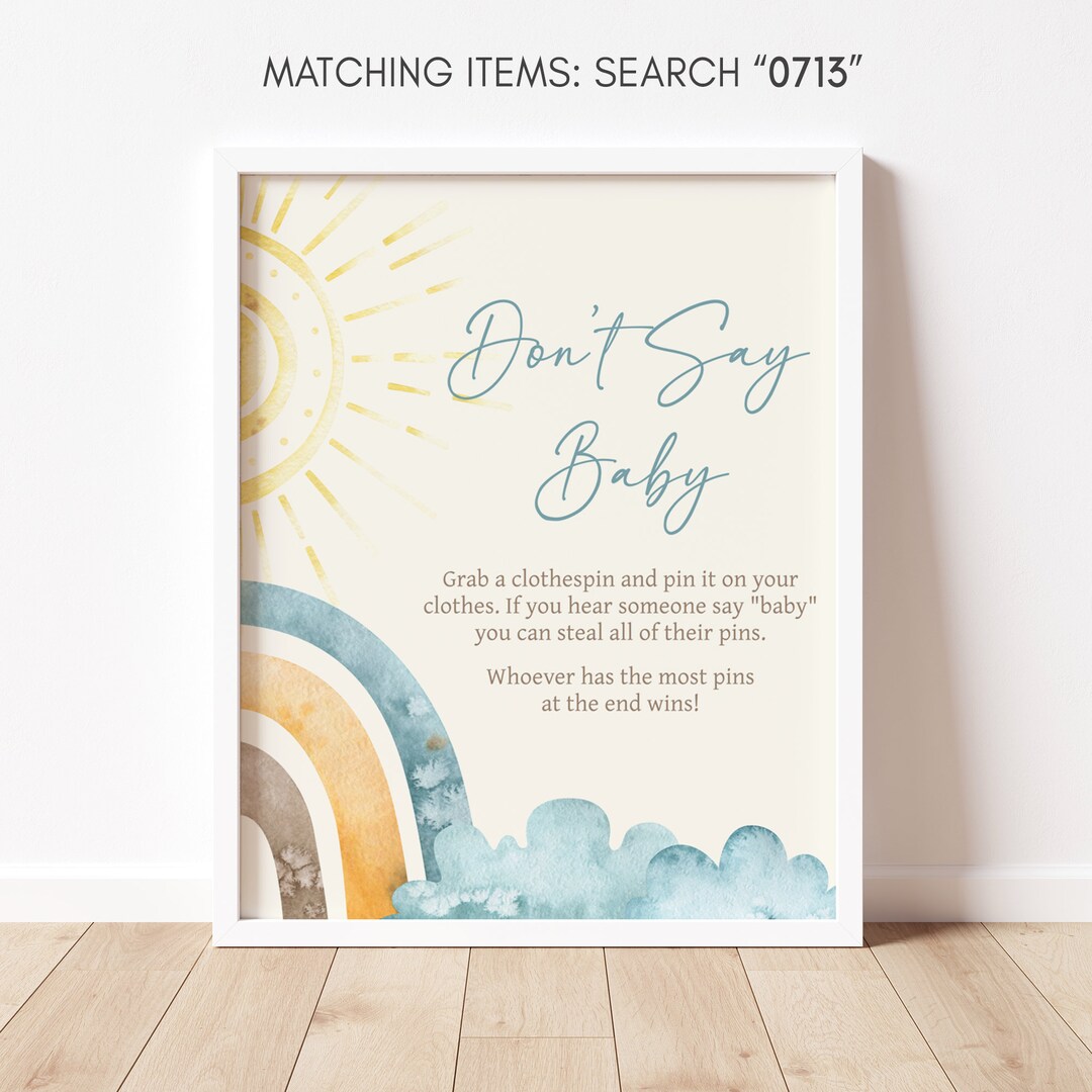 Don't Say Baby Sign Here Comes the Son Baby Shower, Retro Sunshine Baby ...