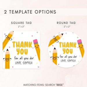 Editable Teacher Gift Tag, Pencil Teacher Appreciation Tags, Thank You ...