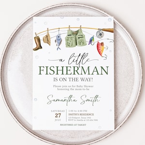 Editable Fishing Baby Shower Invitation, Reel Fishing Nautical Baby ...