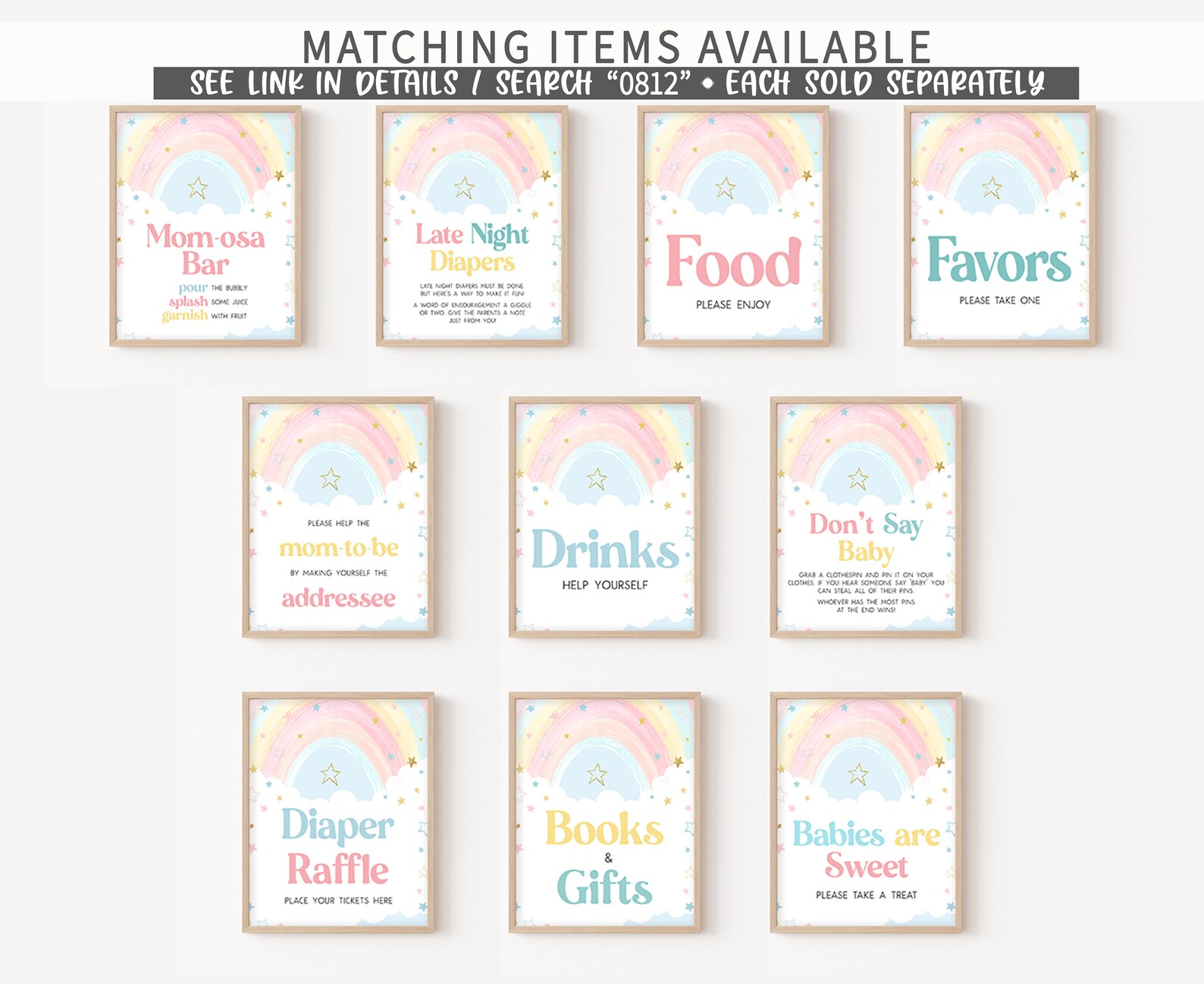 Editable Rainbow Baby Shower Due Date Calendar, Star Sprinkles Baby ...