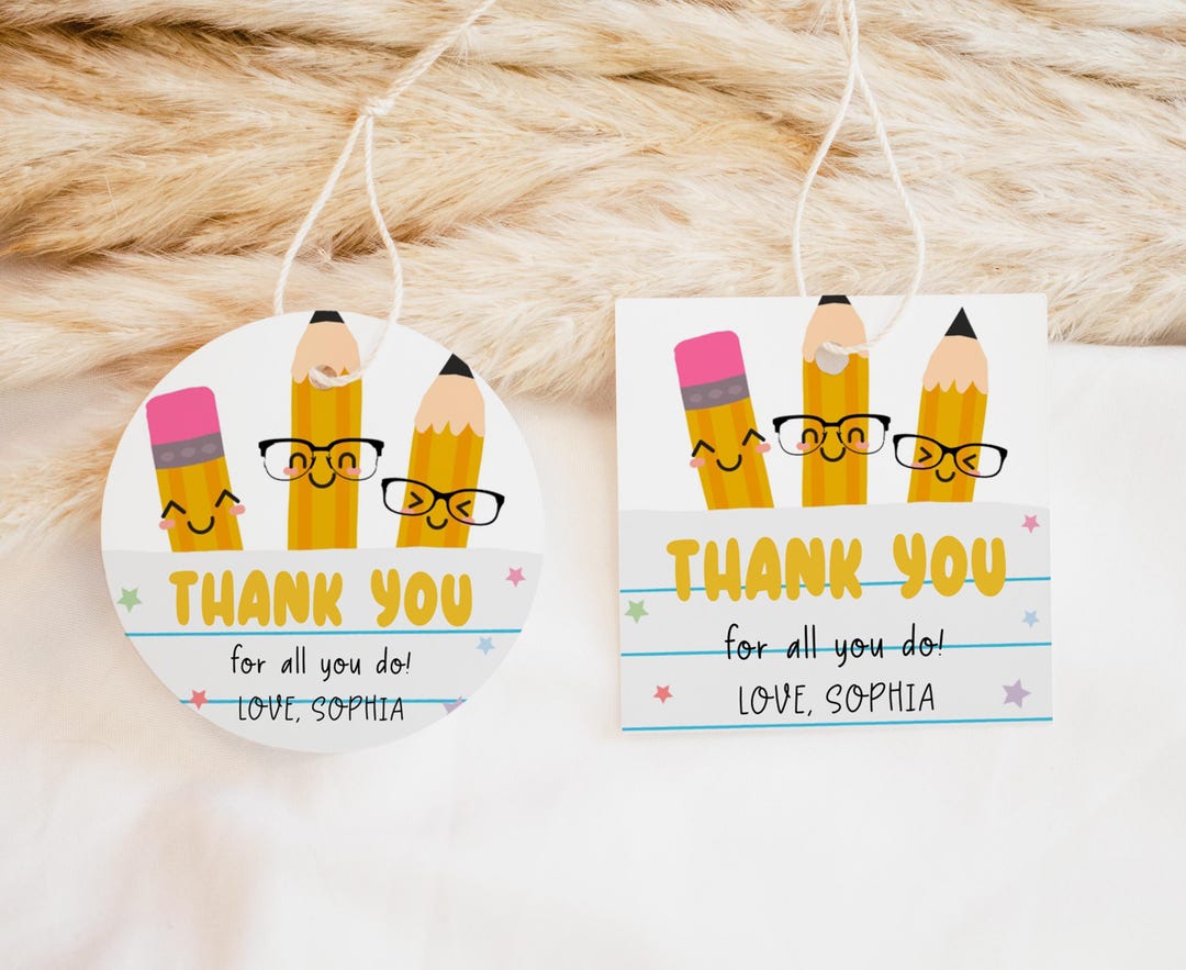 Editable Teacher Appreciation Tags, Pencil Teacher Appreciation Week ...