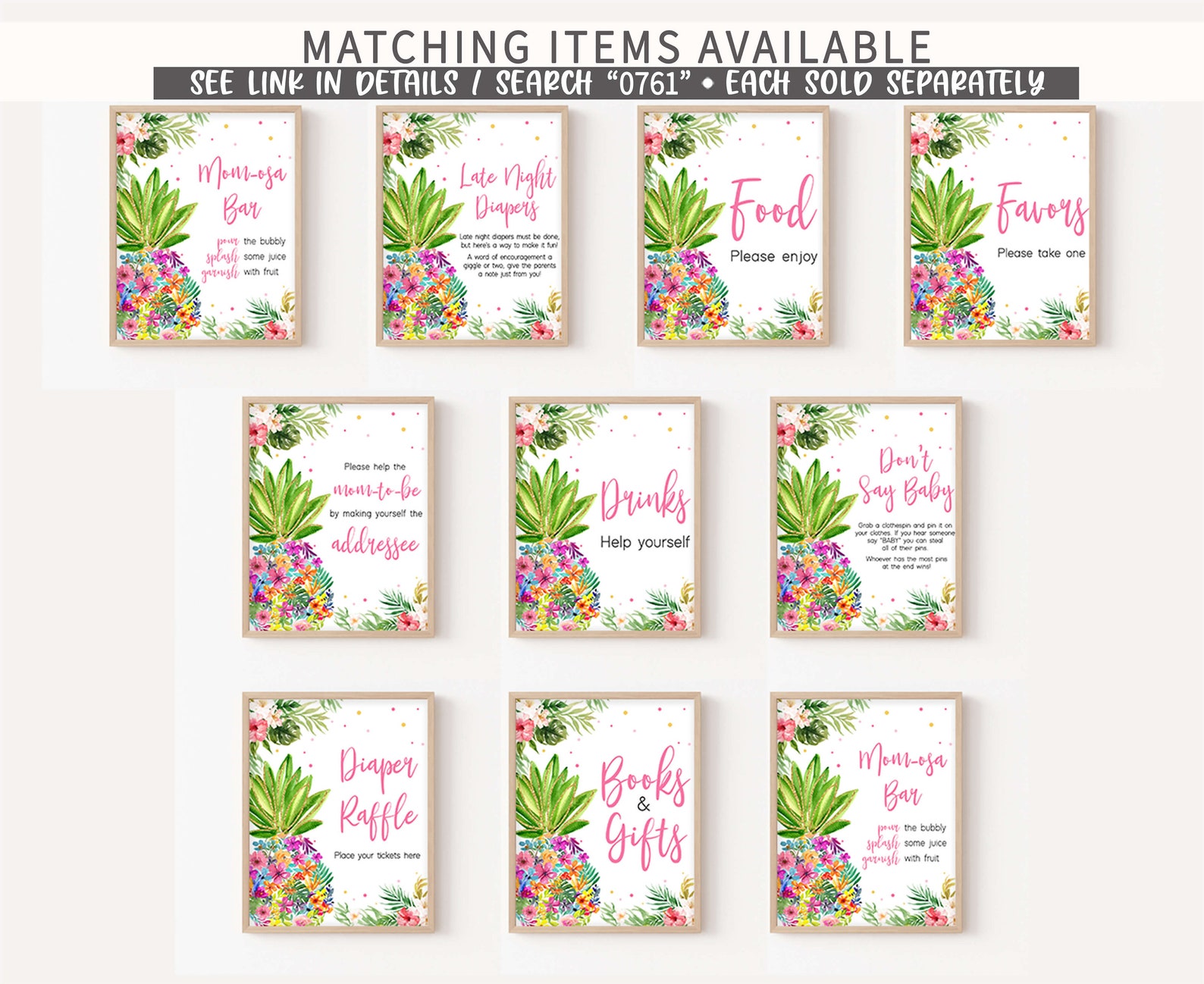 Editable Pineapple Aloha Baby Shower Due Date Calendar, Pink Floral ...