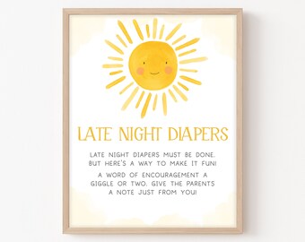 Late Night Diapers Sign Sunshine Baby Shower, A Little Ray of Sunshine ...