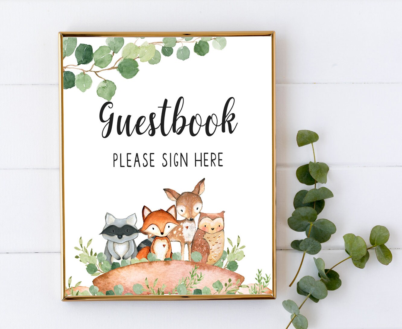 Woodland Baby Shower Signs Bundle Greenery Woodland Animals - Etsy