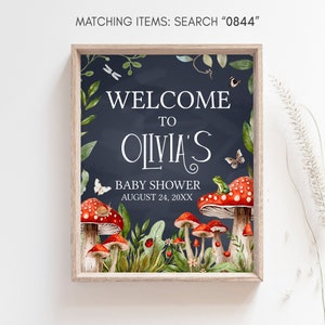 Editable Mushroom Baby Shower Welcome Sign, Forest Little Mushroom Baby ...