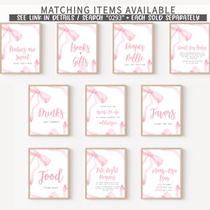 Editable Pink Baby Shower Favor Tag, Pink Bow Minimalist Baby Shower ...