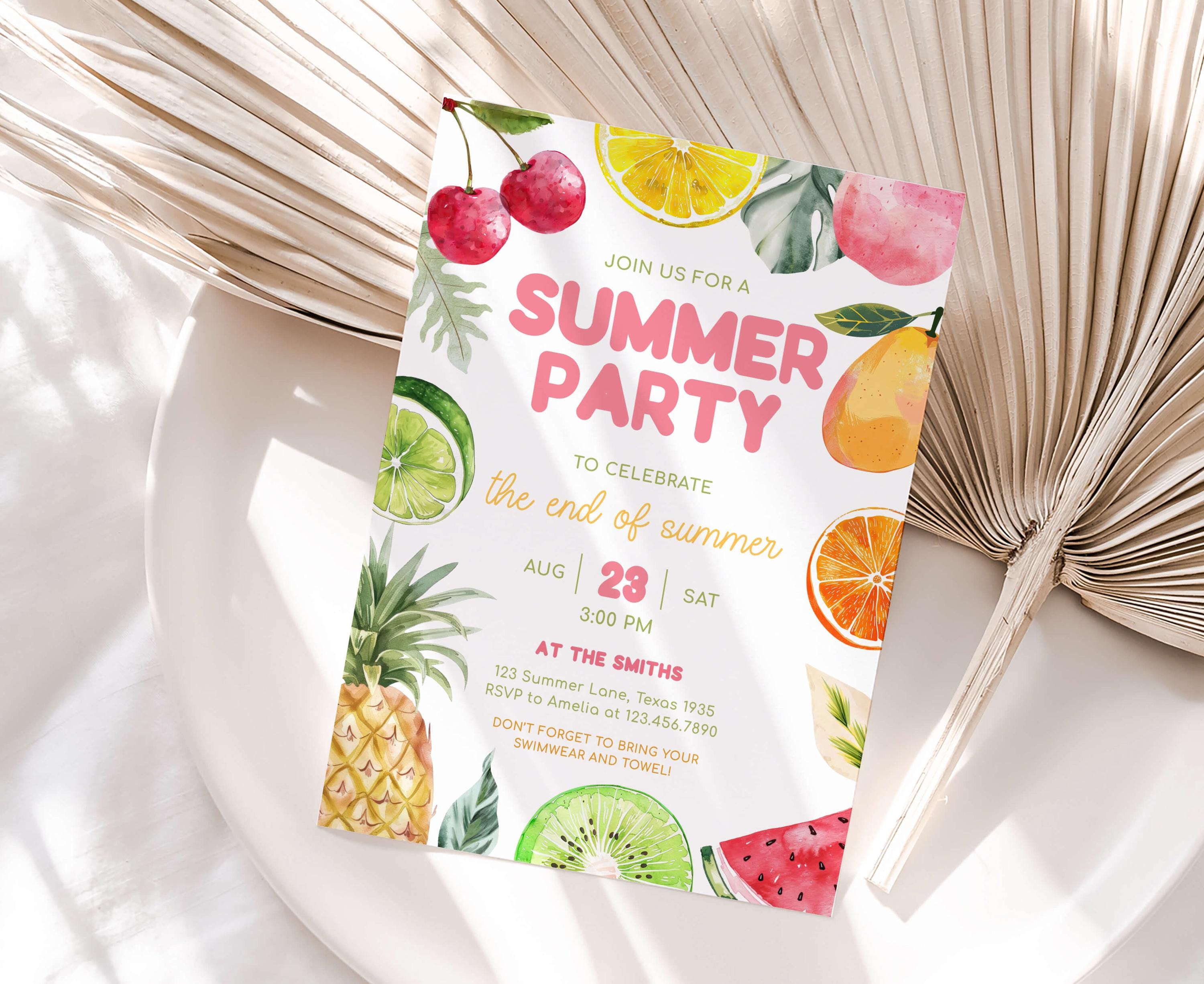 Editable End of Summer Party Invitation, Back to School Pool Party ...