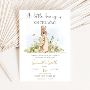 Editable Peter Rabbit Baby Shower Invitation, Rabbit Gender Neutral ...