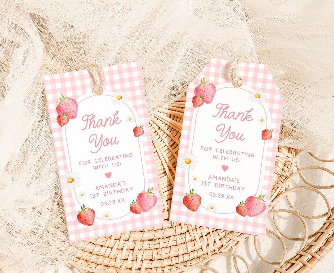 Editable Berry First Birthday Favor Tag, Berry 1st Birthday Gift Tag ...