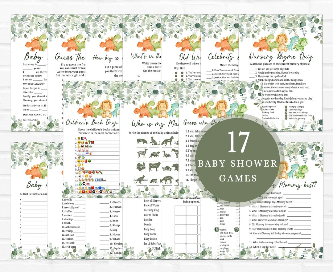 Dinosaur Baby Shower Games Bundle Dino Baby Shower Game Pack - Etsy