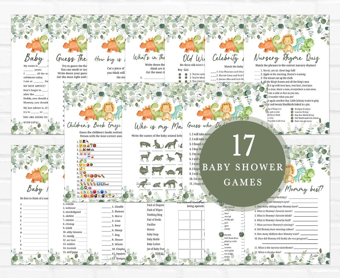 Dinosaur Baby Shower Games Bundle Dino Baby Shower Game Pack - Etsy