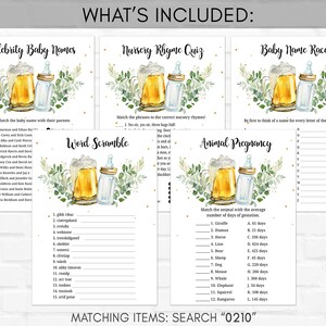 A Baby is Brewing Baby Shower Games Bundle Bottle and Beer Baby Shower ...