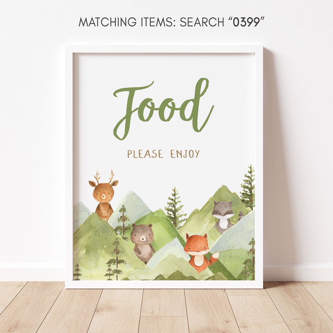 Adventure Awaits Baby Shower Food Sign, Woodland Baby Shower Food Table ...