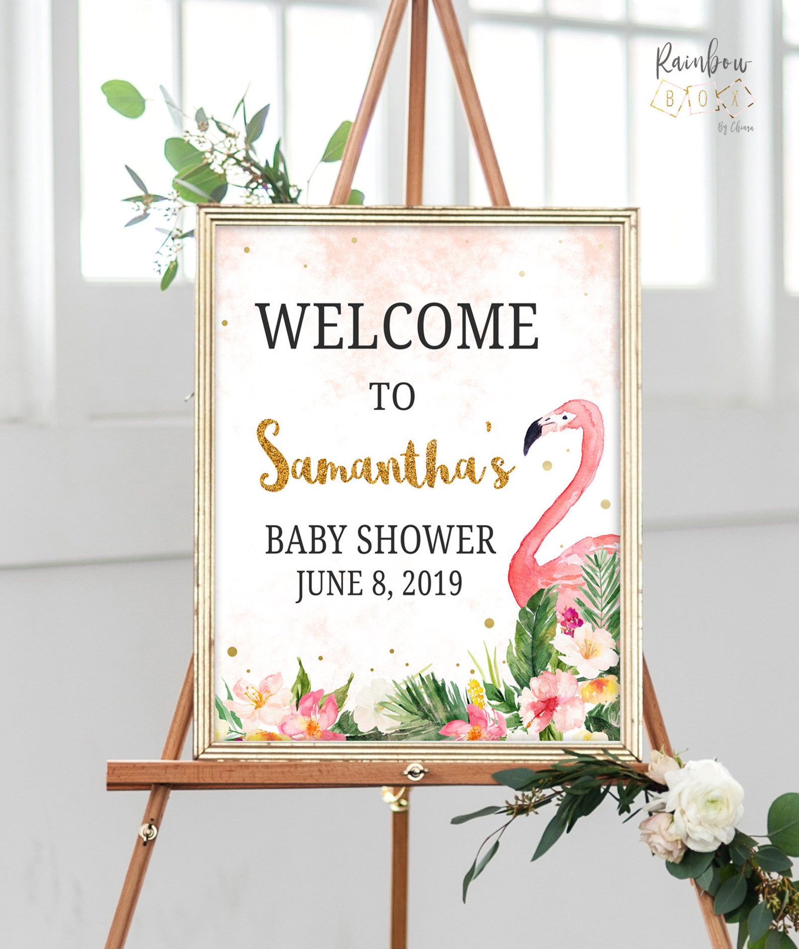 Flamingo Baby Shower Welcome Sign Pink Gold Flamingo Baby | Etsy