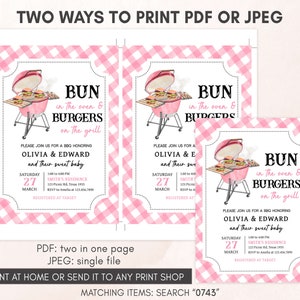 Editable Pink BBQ Baby Shower Invitation Bundle, Girl Babyq Baby Shower ...