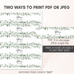 Editable Eucalyptus Greenery Baby Shower Bottle Label, Oh Baby Greenery ...