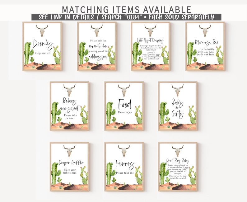 Bull Skull Baby Shower Game Bundle Southwestern Cactus Baby - Etsy