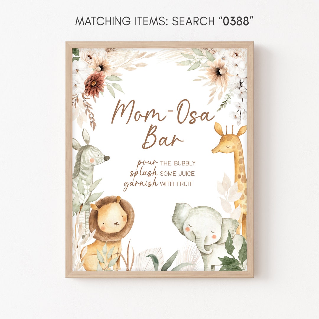 Mom Osa Bar Sign Boho Safari Baby Shower, Oh Baby Jungle Baby Shower ...
