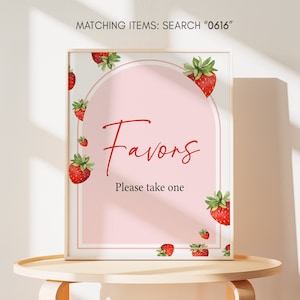 Strawberry Baby Shower Favors Sign, Berry Sweet Baby Shower Favor Table ...
