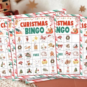 100 Christmas Bingo Cards, Kids Christmas Party Games, Holiday Bingo ...