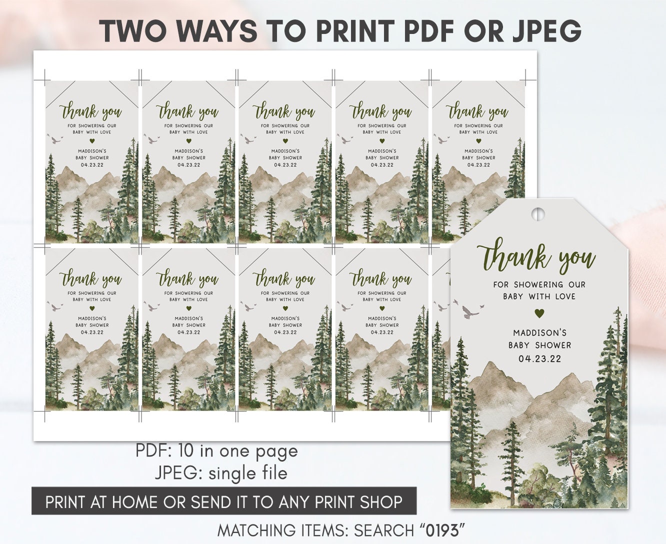 Editable Let the Adventure Begin Baby Shower Favor Tag Woodland Baby ...