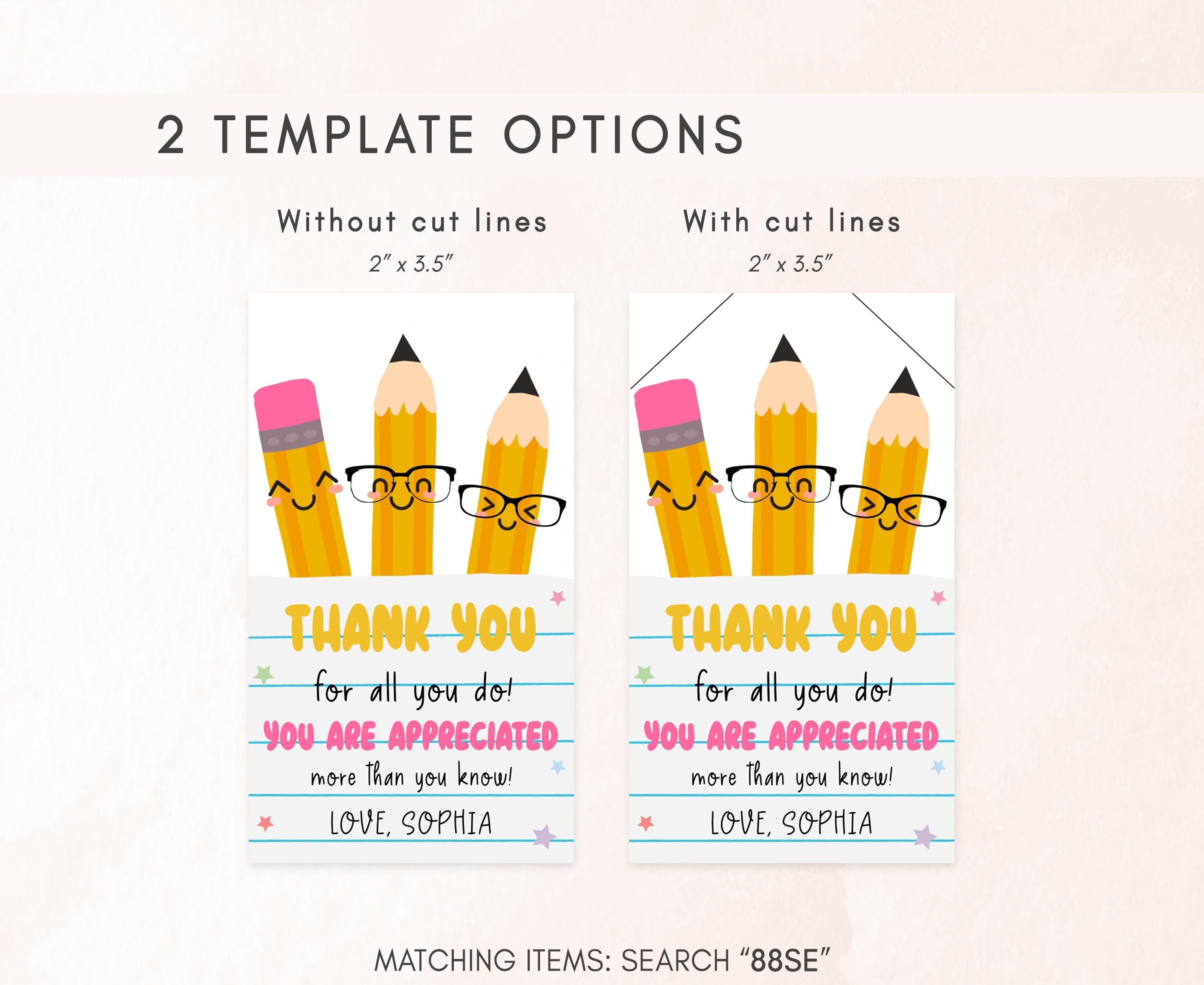 Editable Teacher Appreciation Tags, Pencil Teacher Appreciation Week ...