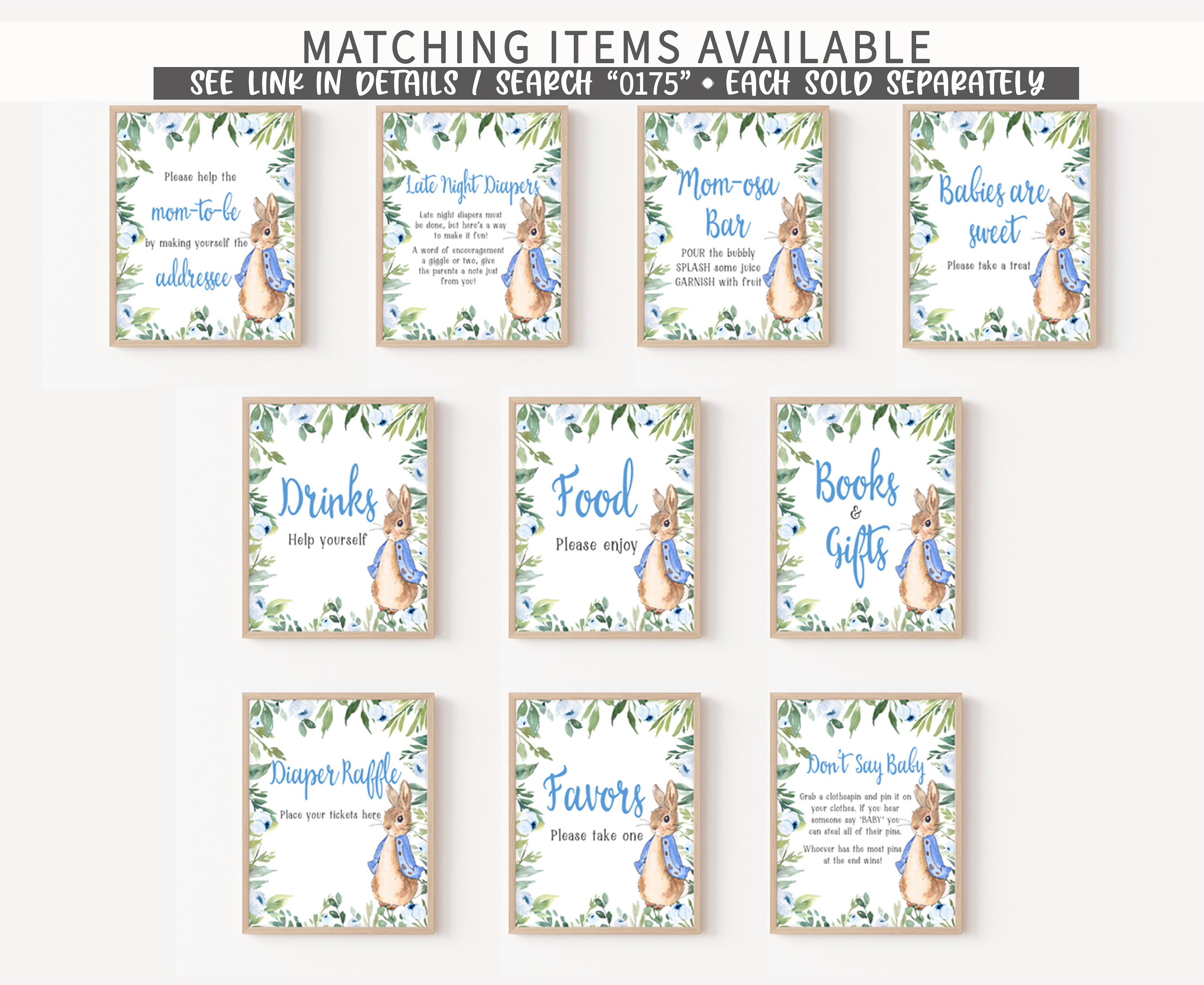 Editable Peter Rabbit Baby Shower Water Bottle Labels Blue | Etsy