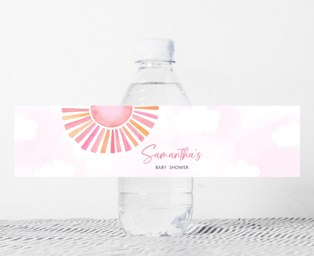 Editable Sunshine Baby Shower Bottle Label, Girl Sun Baby Shower Water ...