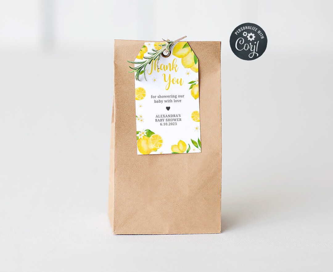 Editable Lemon Baby Shower Favor Tags Citrus Summer Baby Shower Gift ...
