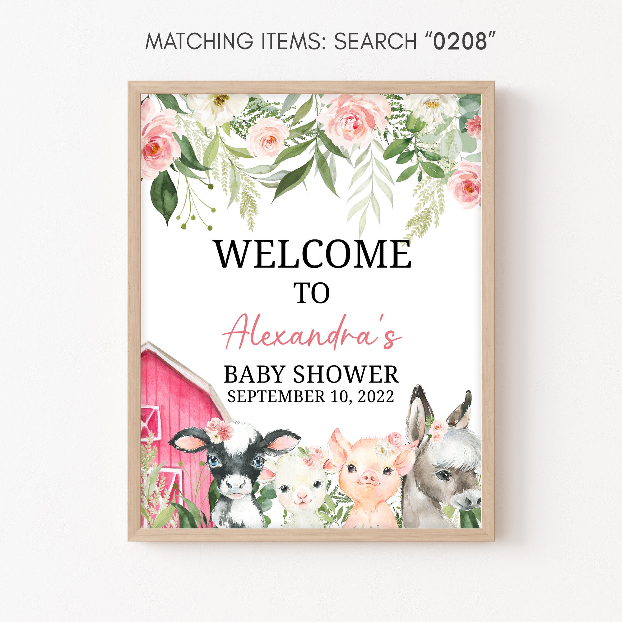 Girl Farm Baby Shower Welcome Sign Floral Farm Animals Baby - Etsy