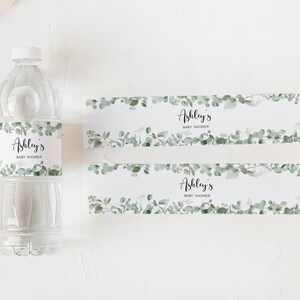 Editable Eucalyptus Greenery Baby Shower Bottle Label, Oh Baby Greenery ...