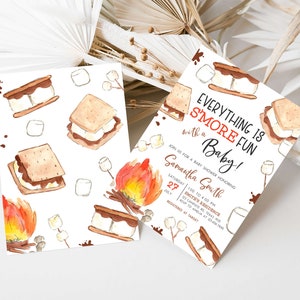 Editable Smore Baby Shower Invitation, Bonfire Camping Baby Shower ...