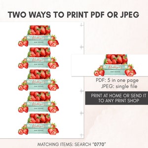 Editable Berry Sweet Baby Shower Bottle Label, Strawberry Baby Shower ...