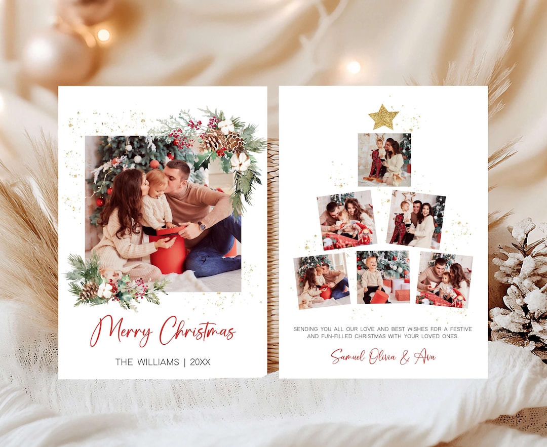 Editable Family Photo Holiday Card, Christmas Photo Card, Family ...