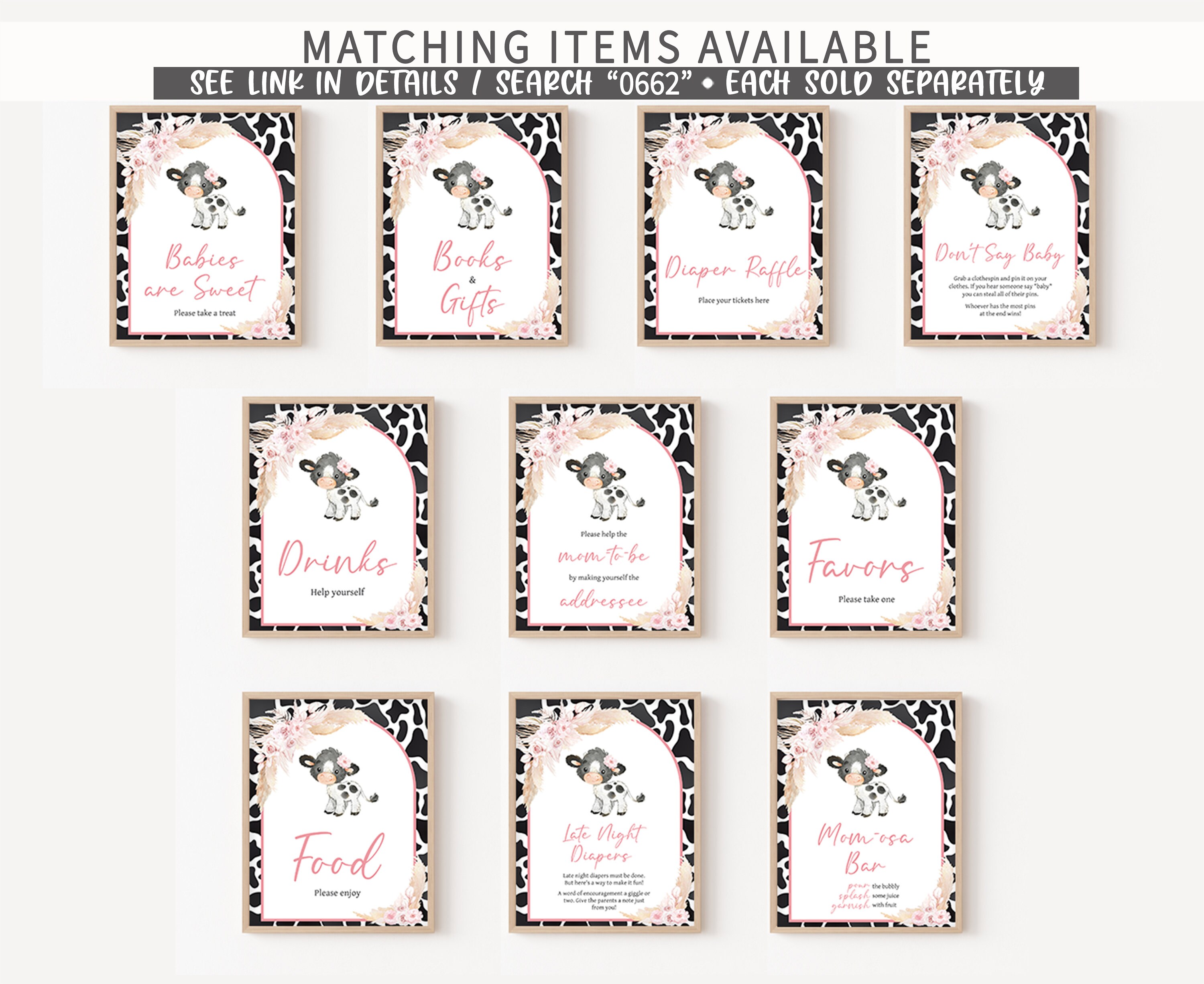 Editable Pink Cow Baby Shower Invitation Bundle, Girl Holy Cow Baby ...