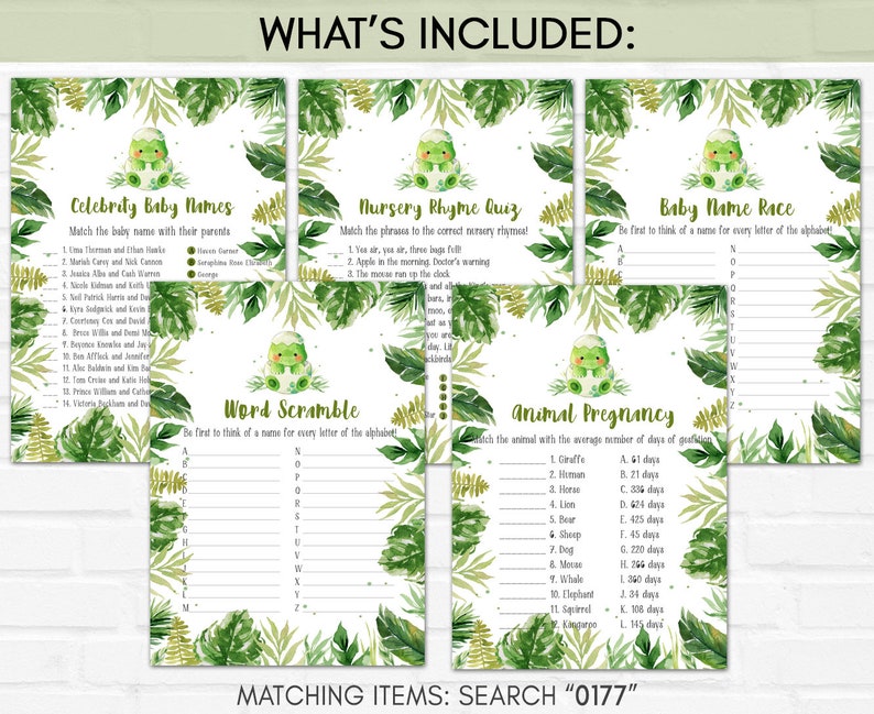 Dinosaur Baby Shower Games Bundle Dino Baby Shower Game Pack - Etsy