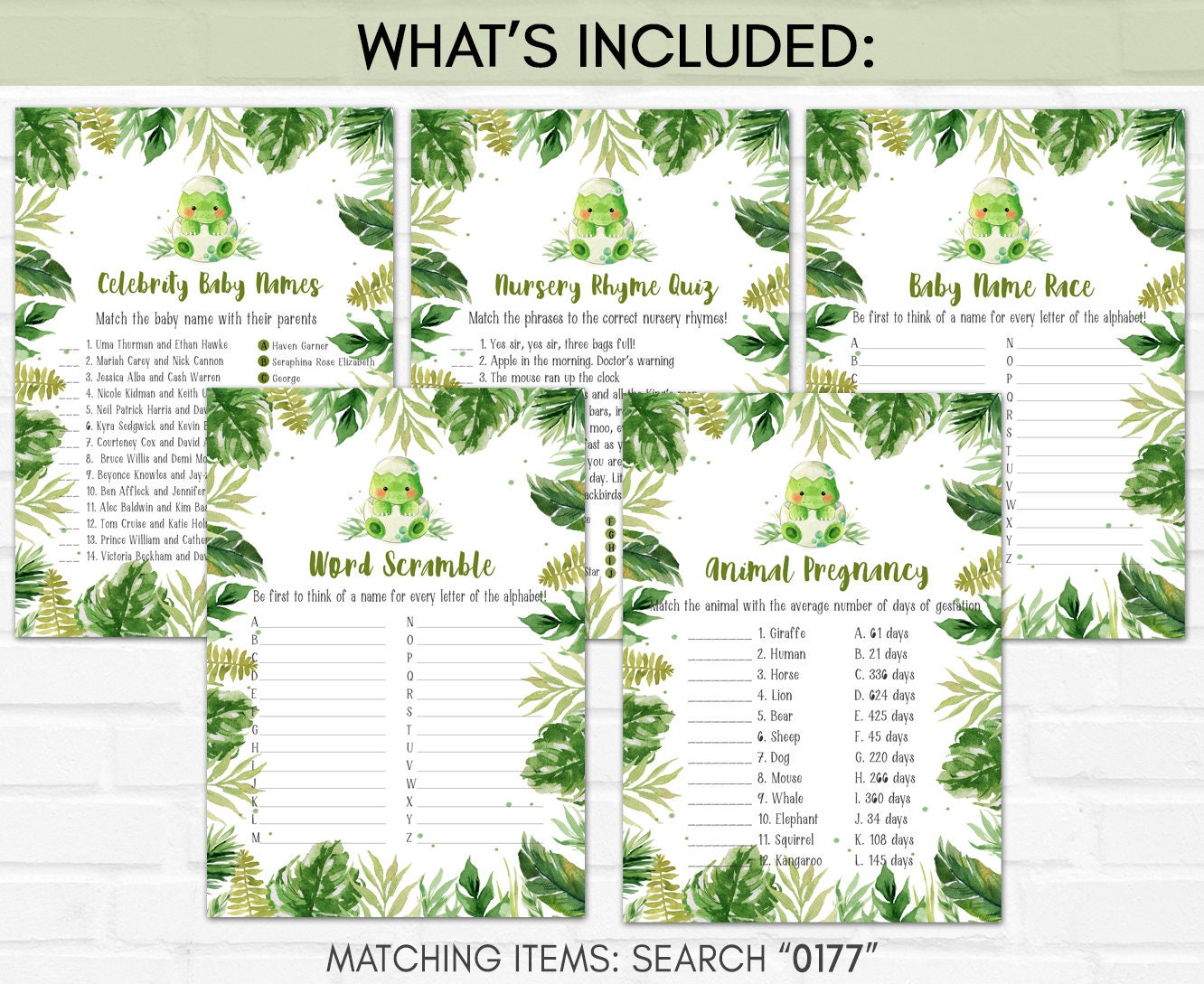 Dinosaur Baby Shower Games Bundle Dino Baby Shower Game Pack - Etsy