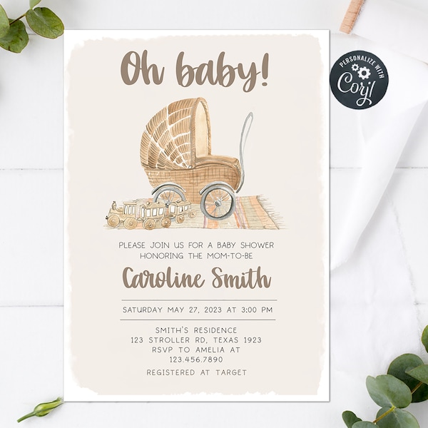 Pram Invitation - Etsy
