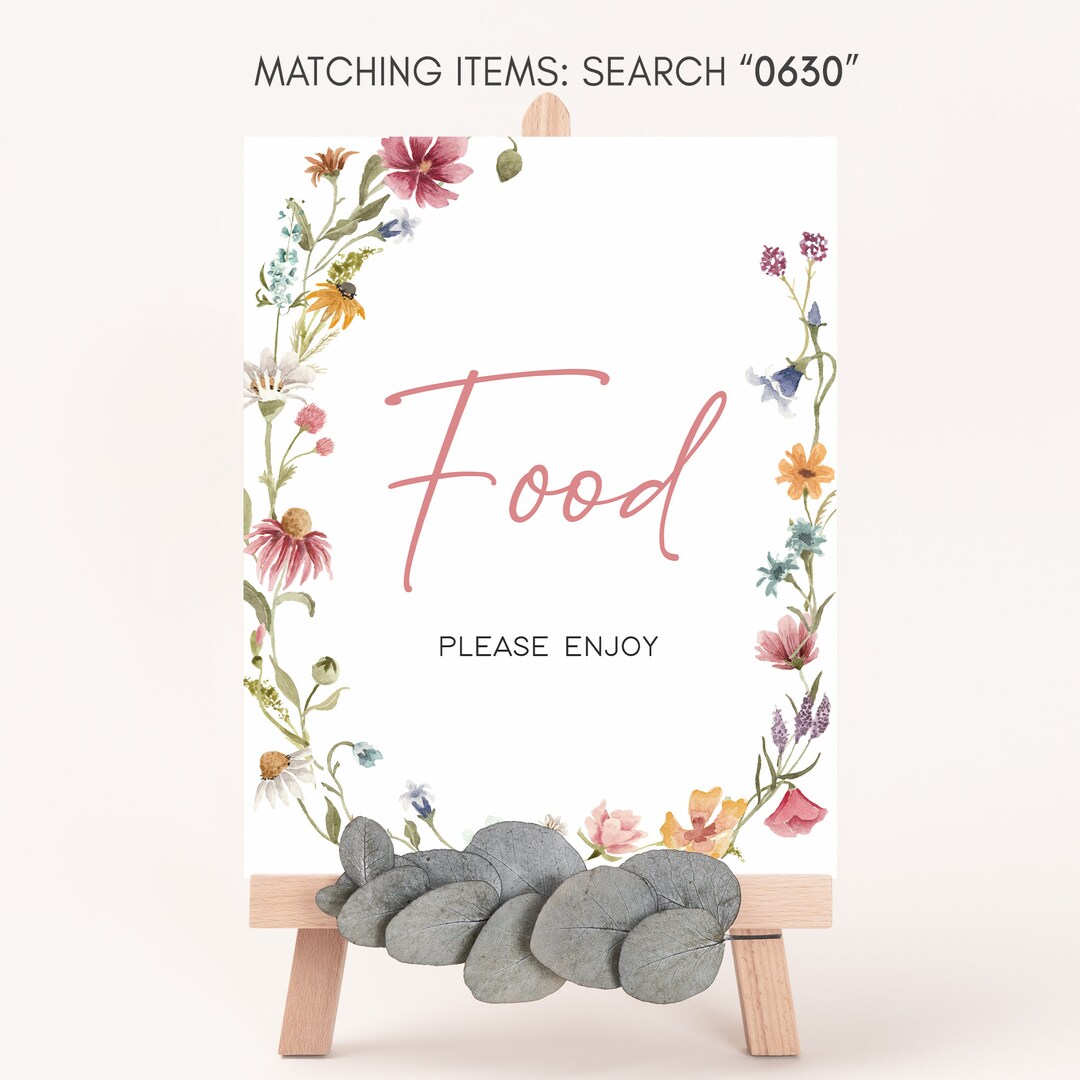 Wildflower Baby Shower Food Sign, Floral Boho Baby Shower Food Table ...