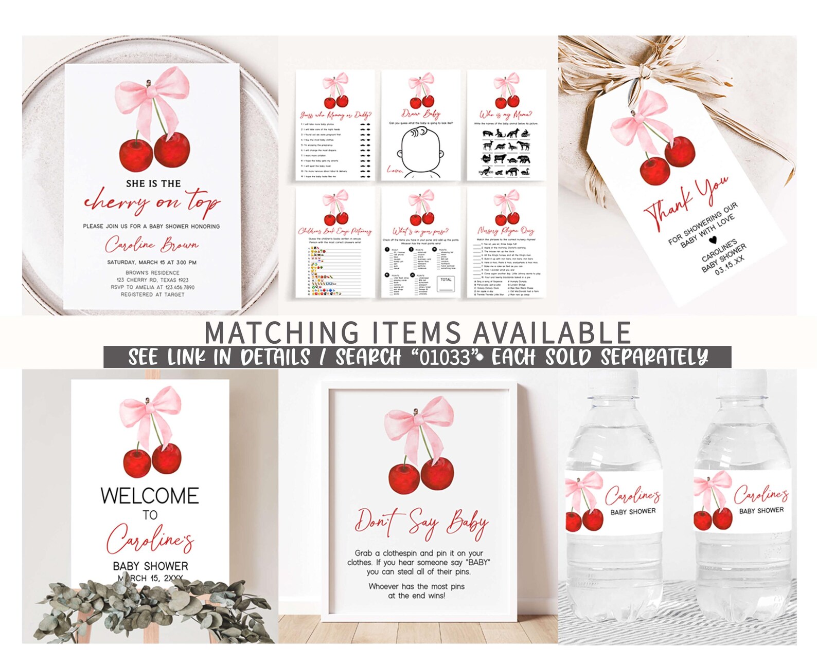 Editable Cherry Baby Shower Table Sign, Cherry on Top Coquette Baby ...