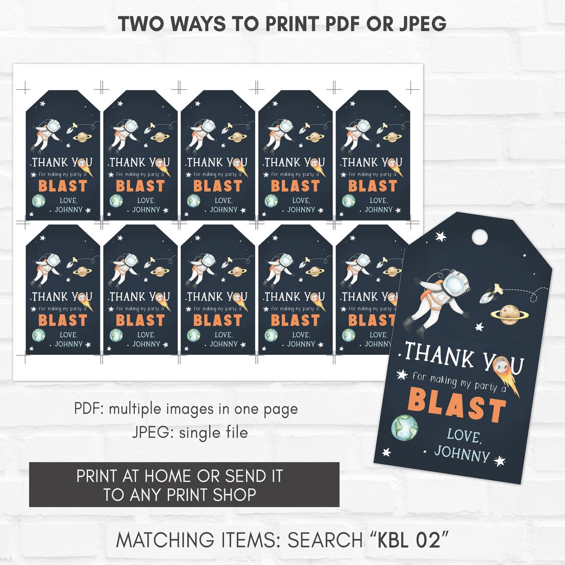 Editable Outer Space Favor Tags Outer Space Birthday Thank you | Etsy
