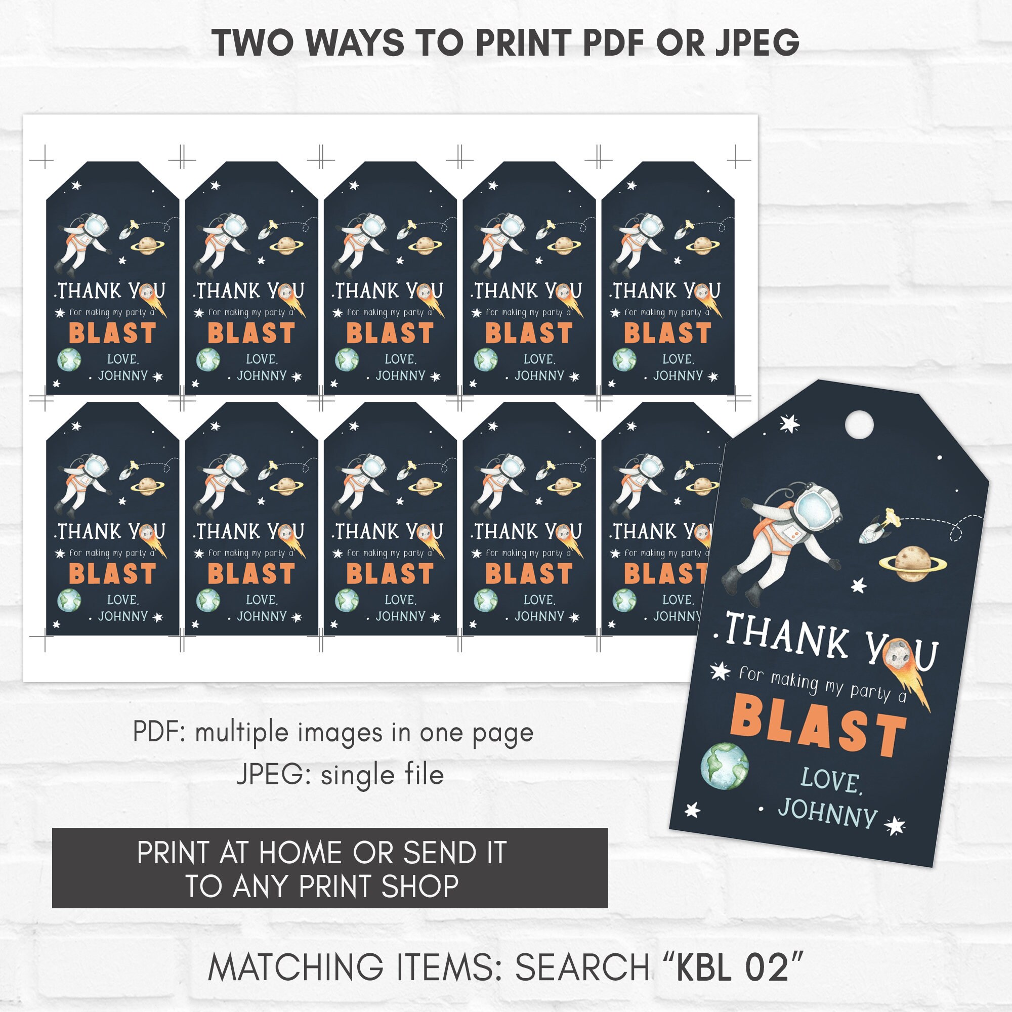 Editable Outer Space Favor Tags Outer Space Birthday Thank You | Etsy